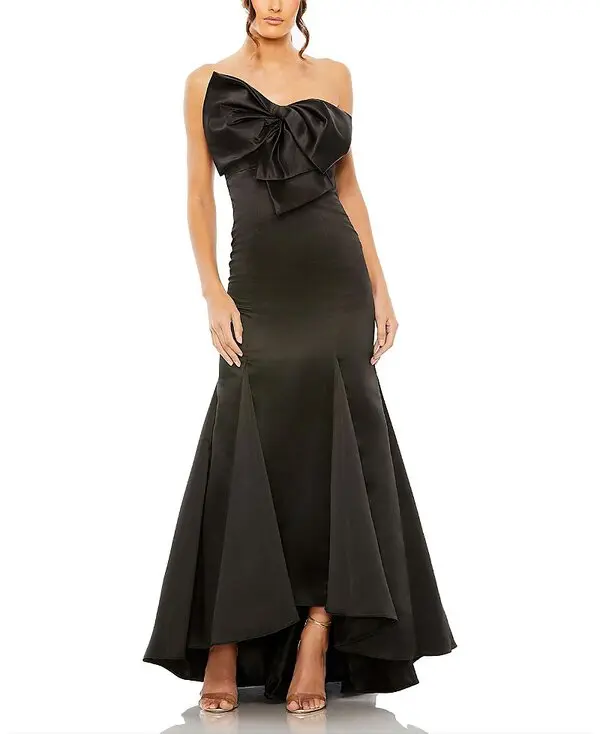 Mac Duggal Statement Bow Strapless Mermaid Gown - Black
