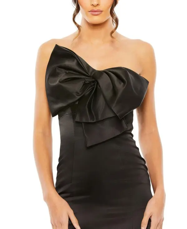Mac Duggal Statement Bow Strapless Mermaid Gown - Black