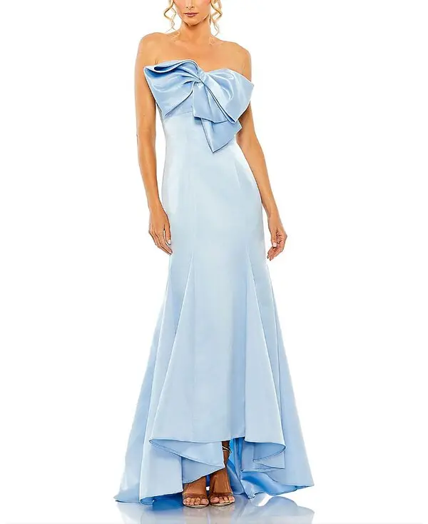 Mac Duggal Statement Bow Strapless Mermaid Gown - Powder Blue