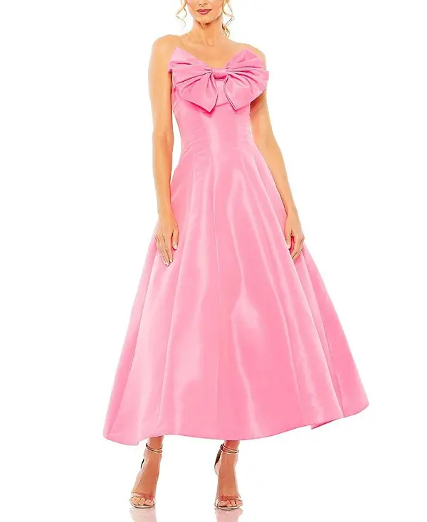 Mac Duggal Bow Detailed Strapless Gown - Candy Pink-0