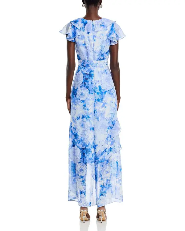 chiffon v neck spaghetti strap bridesmaid dress ROVDESY V-Neck Straps Tiered With Ruffles Color:Black With Yellow neck bridesmaid dress is Clothing/Athleisure/Dresses & Jumpsuits ZIMMERMANN Illuminate Draped Floral-Print