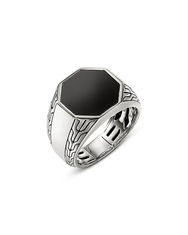 John Hardy Sterling Silver Signet Ring With Onyx - Black/silver