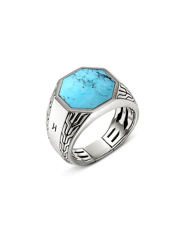 John Hardy Sterling Silver And Turquoise Signet Ring - Blue/silver