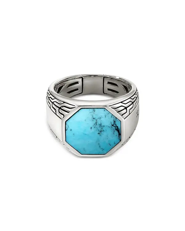 John Hardy Sterling Silver And Turquoise Signet Ring - Blue/silver