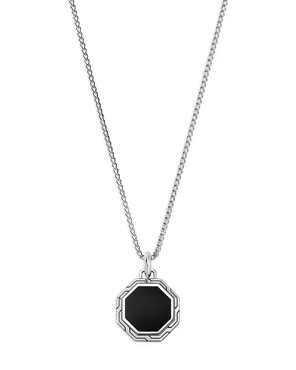 John Hardy Sterling Silver Onyx Pendant Necklace - Black/silver
