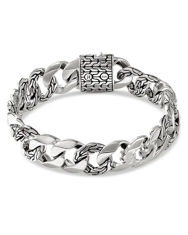 John Hardy Sterling Carved Chain Bracelet - Silver