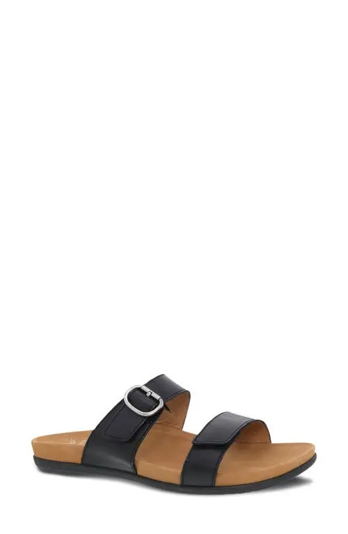 Dansko Justine Leather Slide Sandal - Black