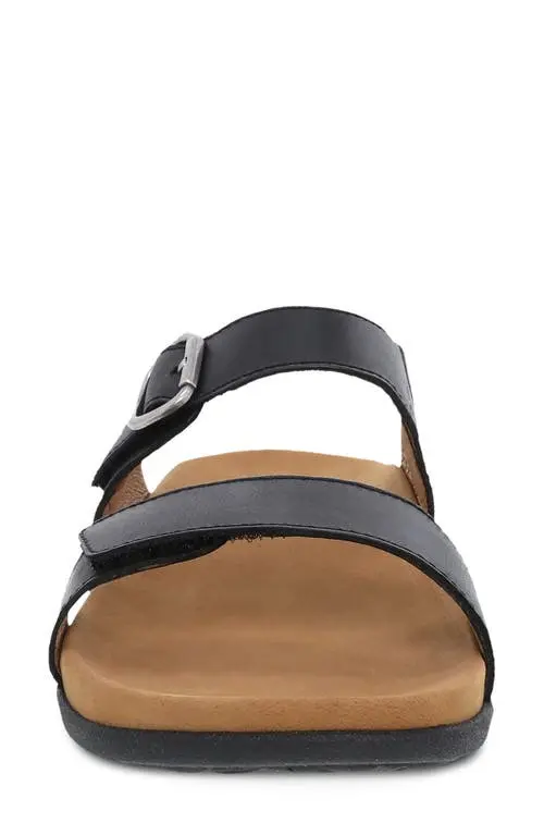 Dansko Justine Leather Slide Sandal - Black