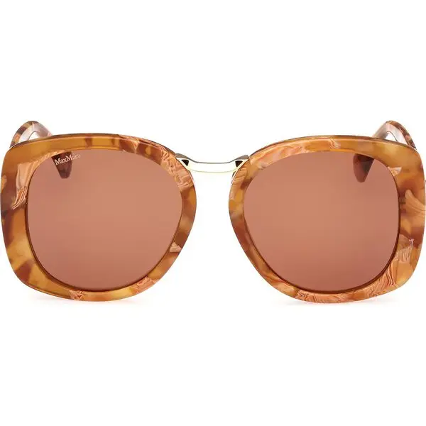 Max Mara 55mm Round Sunglasses - Havana/other / Brown