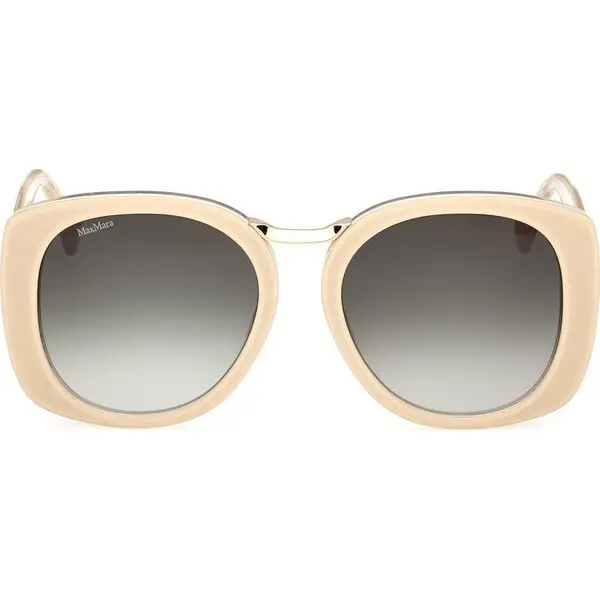 Max Mara 55mm Round Sunglasses - Ivory/gradient Green