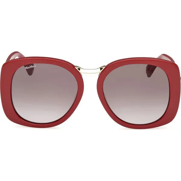 Max Mara 55mm Round Sunglasses - Shiny Bordeaux/smoke