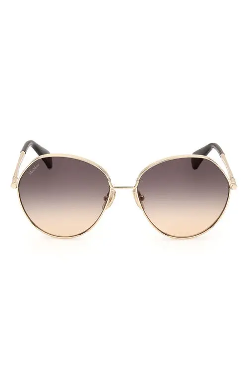 Max Mara Menton 57mm Round Sunglasses - Gold / Gradient Smoke