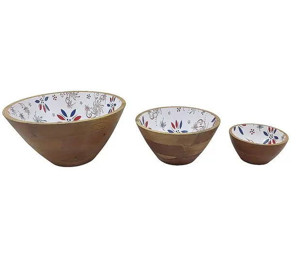 TEMP-TATIONS Seasonal Set Of Mango Wood Bowls - One-color