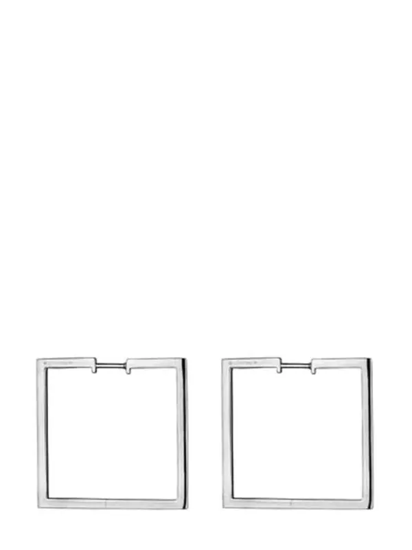 CADAR 18kt White Gold Square Hoop Earrings - Silver