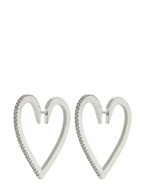 CADAR 18kt White Gold Heart Diamond Earrings - Silver