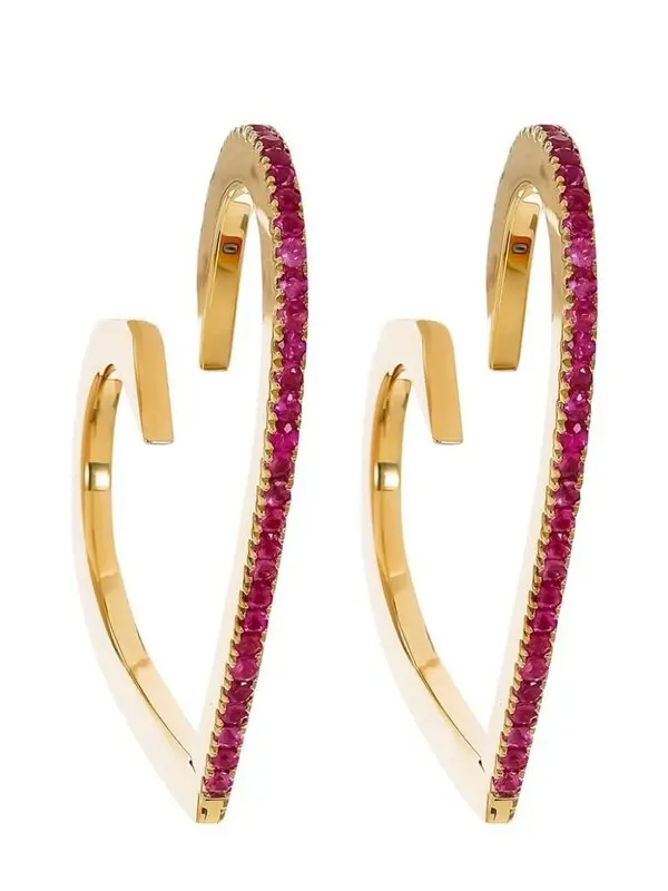 CADAR 18kt Yellow Heart Ruby Earrings - Gold