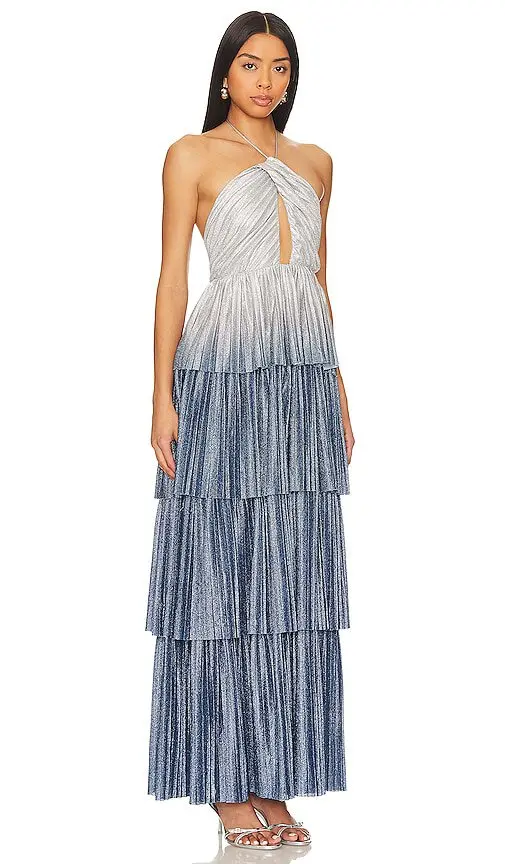 Line & Dot Oracle Maxi Dress Halterneck, Cut-out Detail, Tiered