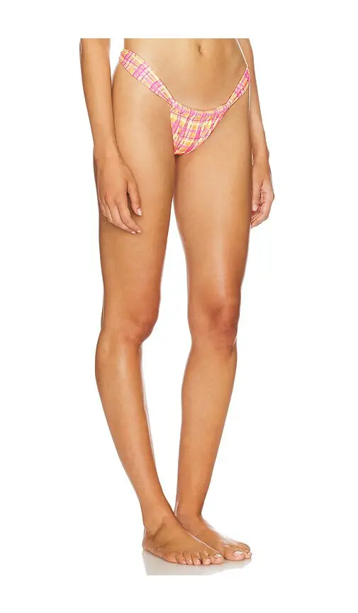 KULANI KINIS Ruched Thong Bikini Bottom - Peaches