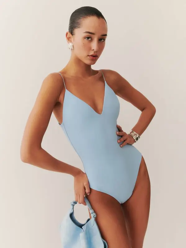 REFORMATION Rio One Piece Swimsuit - Blue