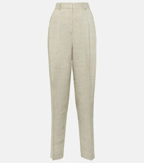 TOTEME Pleated Tailored Straight Pants - Neutrals