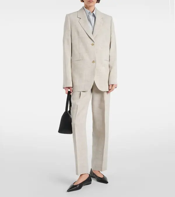 TOTEME Pleated Tailored Straight Pants - Neutrals