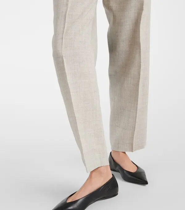 TOTEME Pleated Tailored Straight Pants - Neutrals