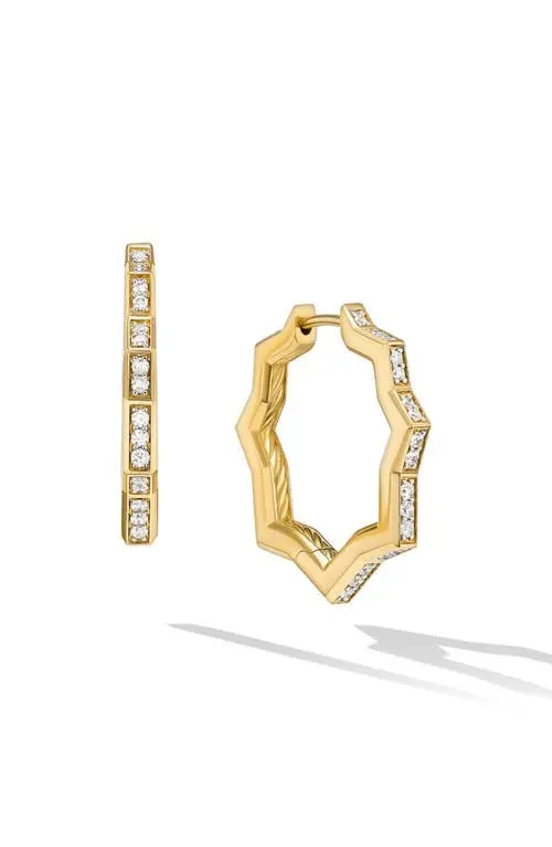 David Yurman Stax Zigzag Hoop Earrings With Diamonds - 18k Yellow Gold