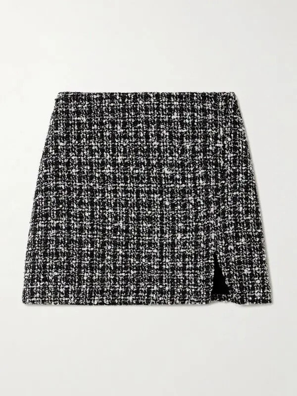 SELF-PORTRAIT Metallic Bouclé-tweed Mini Skirt