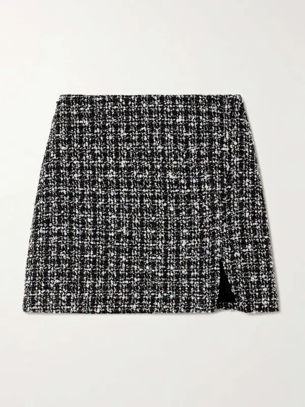 SELF-PORTRAIT Metallic Bouclé-tweed Mini Skirt