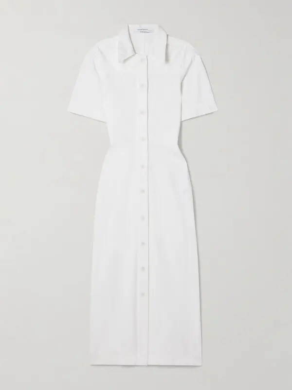 Another Tomorrow Net Sustain Organic Cotton-chambray Midi Dress