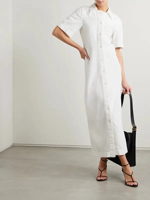 Another Tomorrow Net Sustain Organic Cotton-chambray Midi Dress