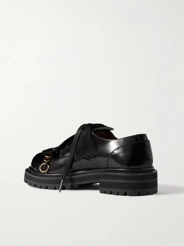Marni Dada Embellished Fringed Glossed-leather Derby Shoes