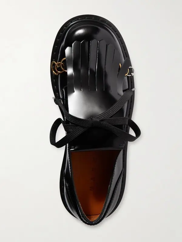 Marni Dada Embellished Fringed Glossed-leather Derby Shoes