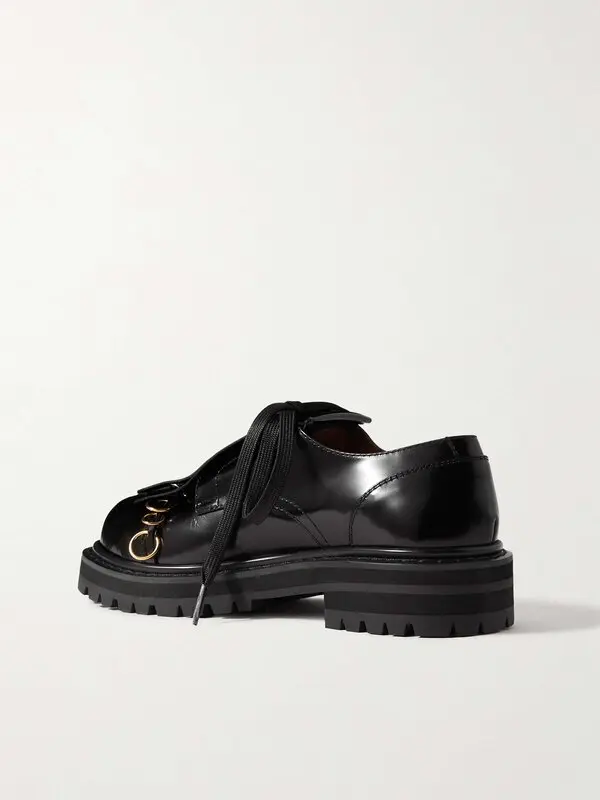 Marni Dada Embellished Fringed Glossed-leather Derby Shoes