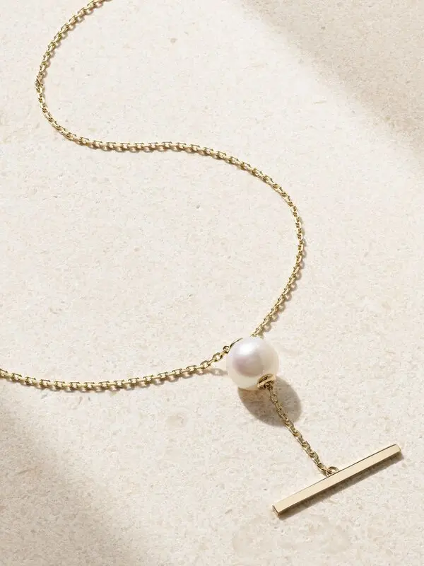 Mizuki 14-karat Pearl Lariat Necklace - Gold