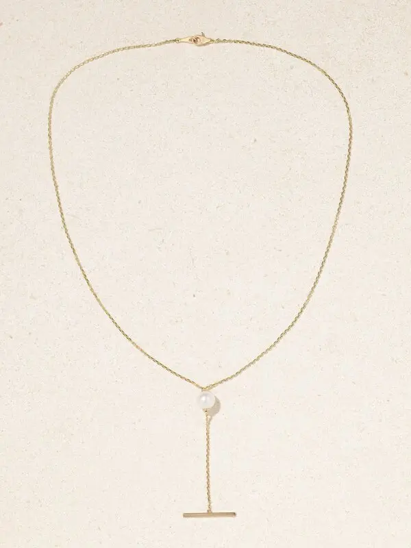 Mizuki 14-karat Pearl Lariat Necklace