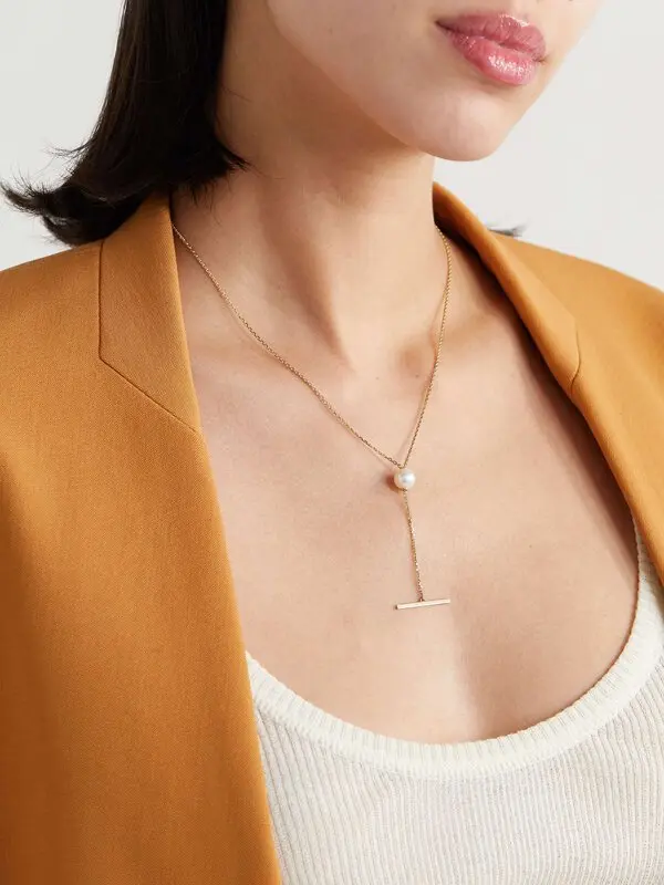 Mizuki 14-karat Pearl Lariat Necklace