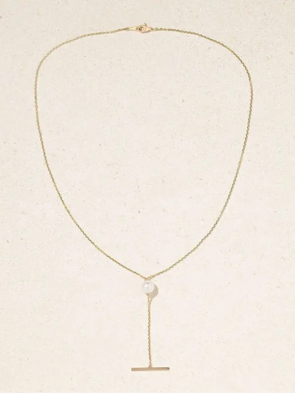 Mizuki 14-karat Pearl Lariat Necklace