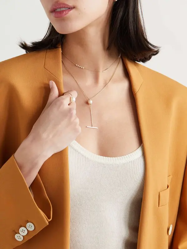 Mizuki 14-karat Pearl Lariat Necklace