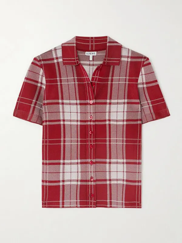 Loewe Cropped Checked Polo Shirt