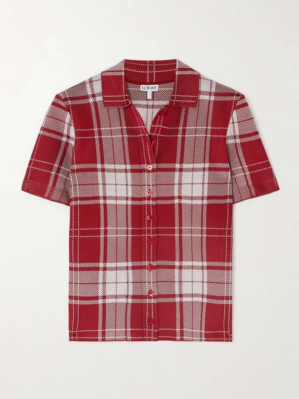 Loewe Cropped Checked Polo Shirt