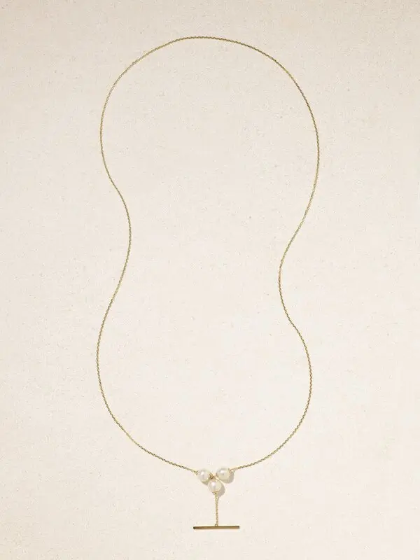 Mizuki 14-karat Pearl Slider Necklace