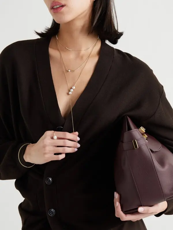 Mizuki 14-karat Pearl Slider Necklace