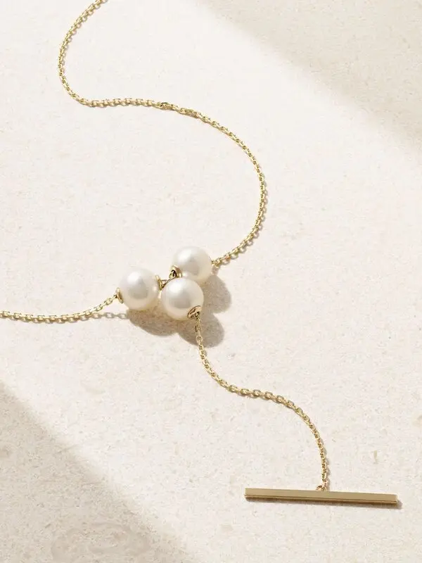 Mizuki 14-karat Pearl Slider Necklace