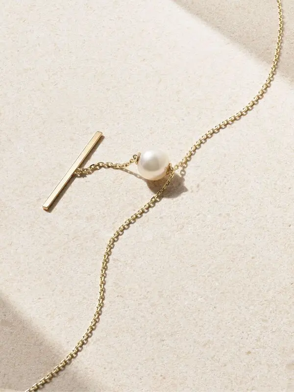 Mizuki 14-karat Pearl Slider Necklace