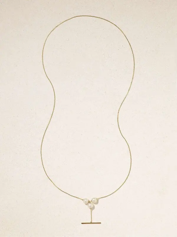 Mizuki 14-karat Pearl Slider Necklace