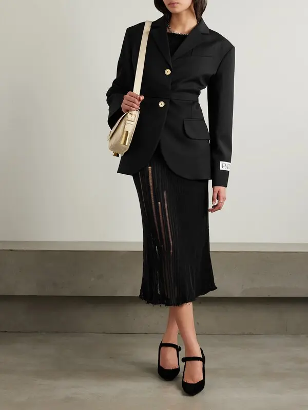 PATOU Belted Stretch-wool Twill Blazer