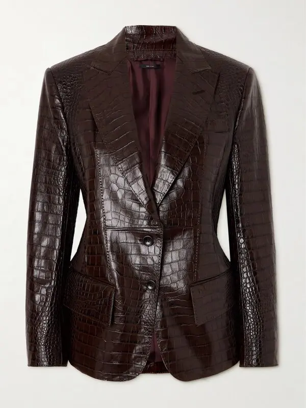 TOM FORD Croc-effect Leather Blazer