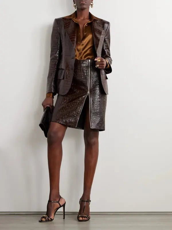 TOM FORD Croc-effect Leather Blazer
