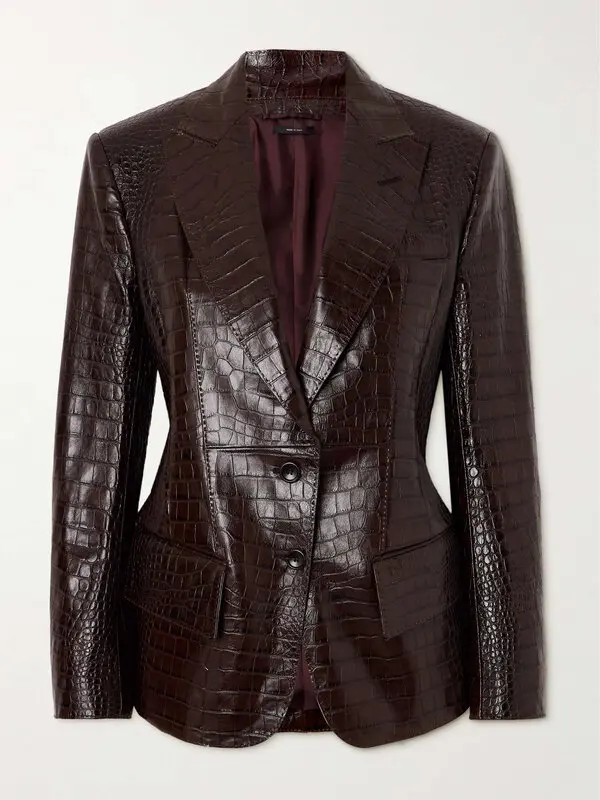 TOM FORD Croc-effect Leather Blazer